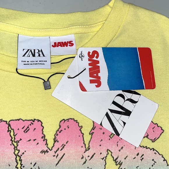 Zara | Shirts | Zara Jaws Nwt M Pastel Yellow Jaws Shark Movie Limited ...